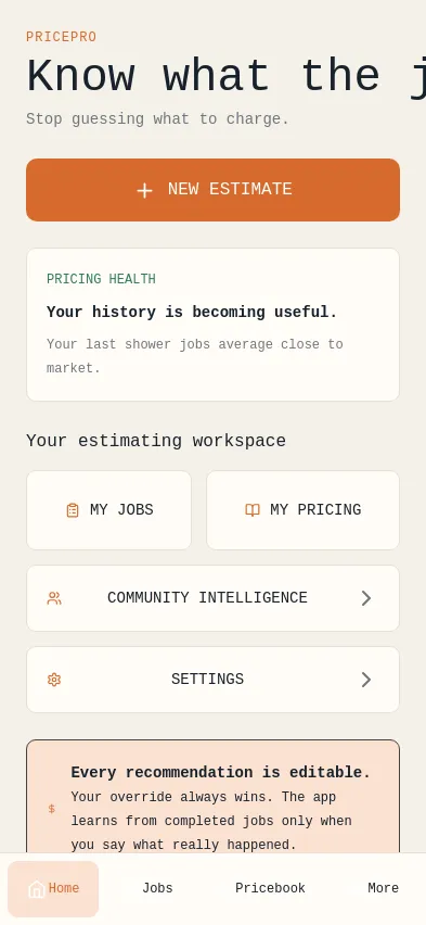 PricePro Contractor Estimator