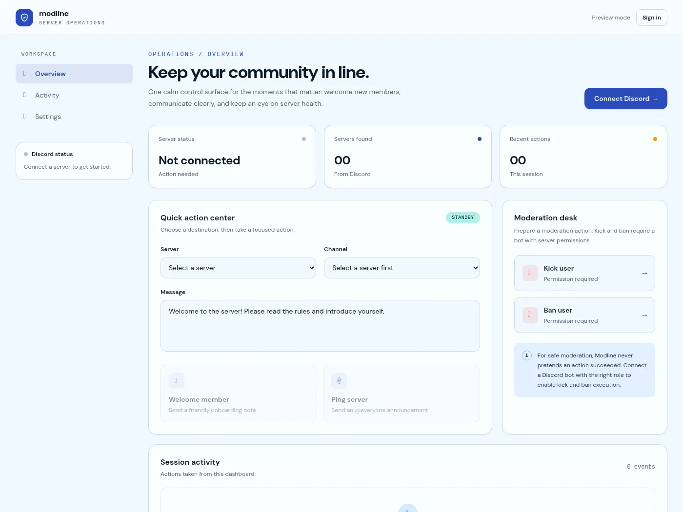 Server Kick & Welcome Tool