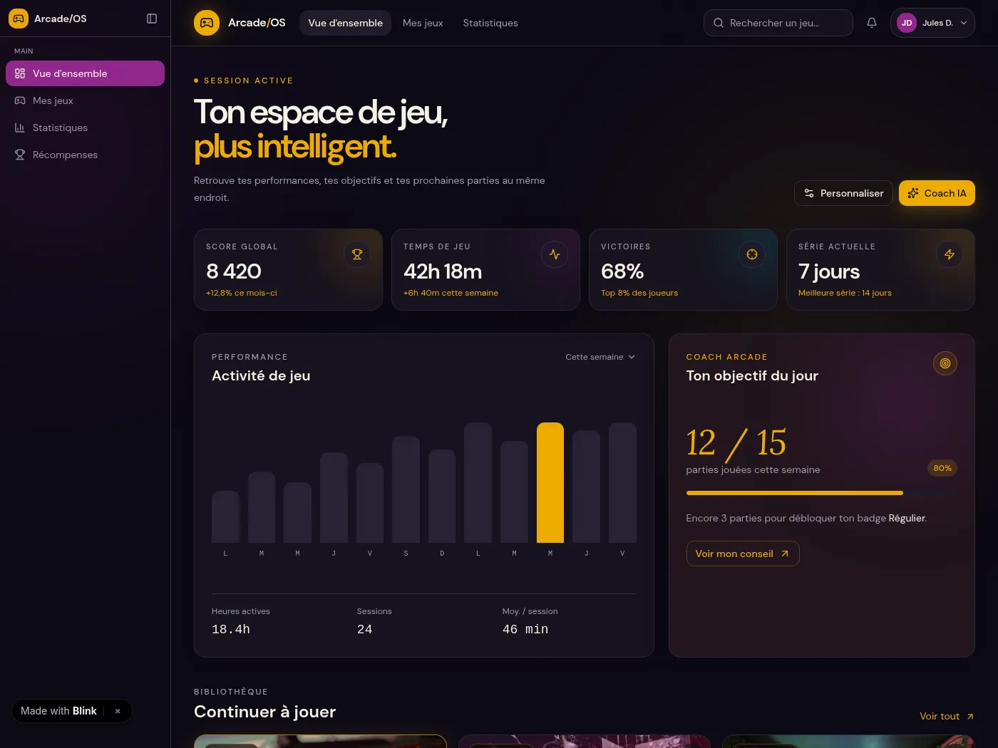 Modern Game Dashboard