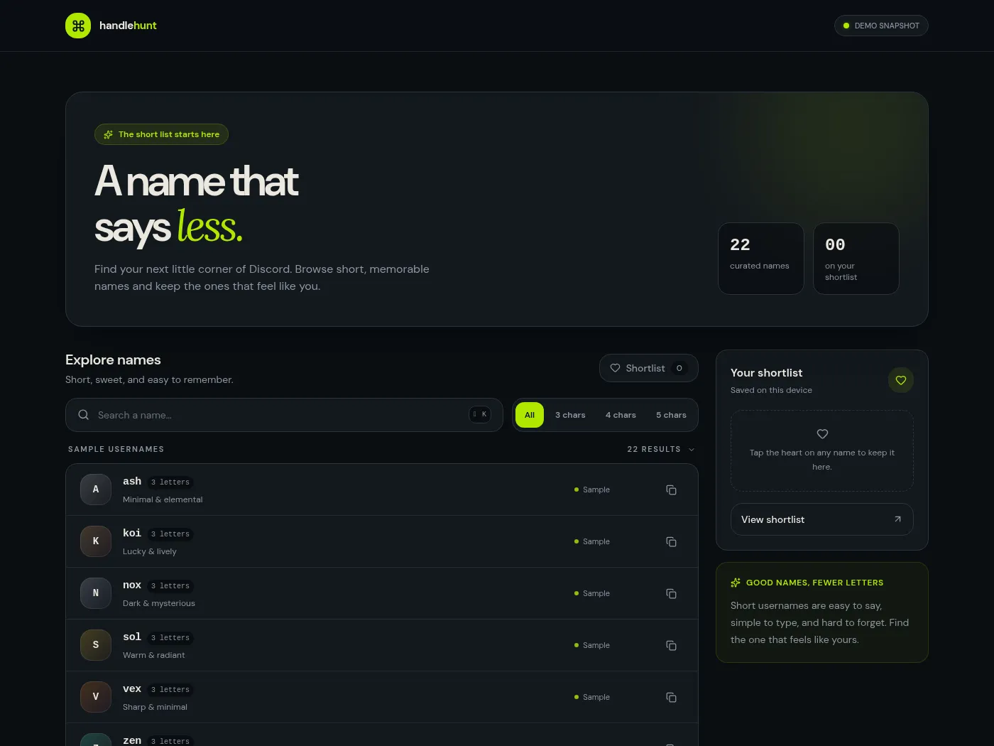 Shortest Discord Usernames