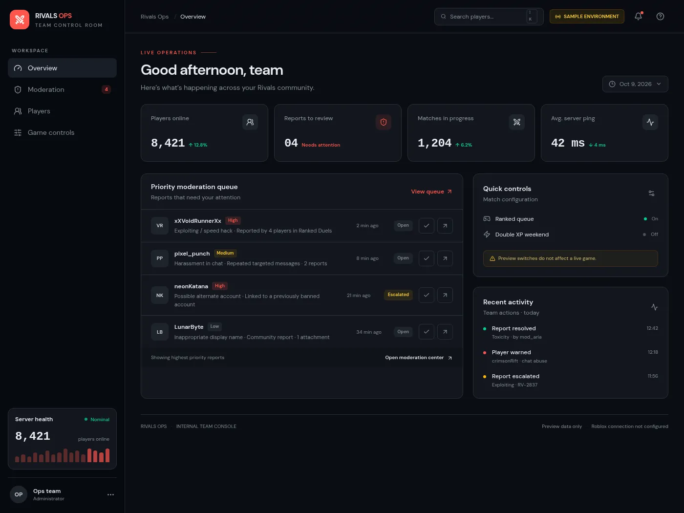 Rivals Admin Hub