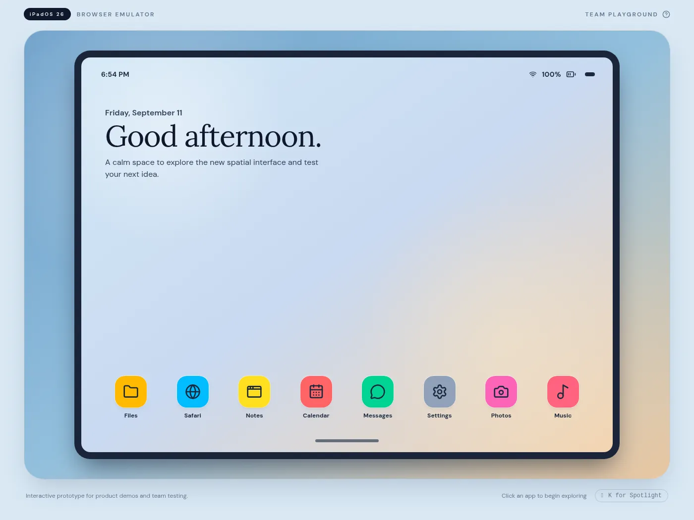 iPadOS 26 Web Emulator