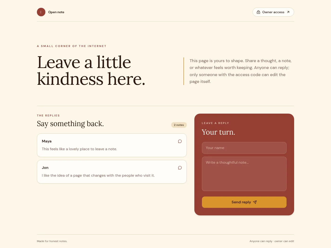 Editable Access Page