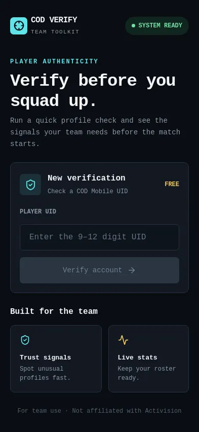 COD Mobile Verifier