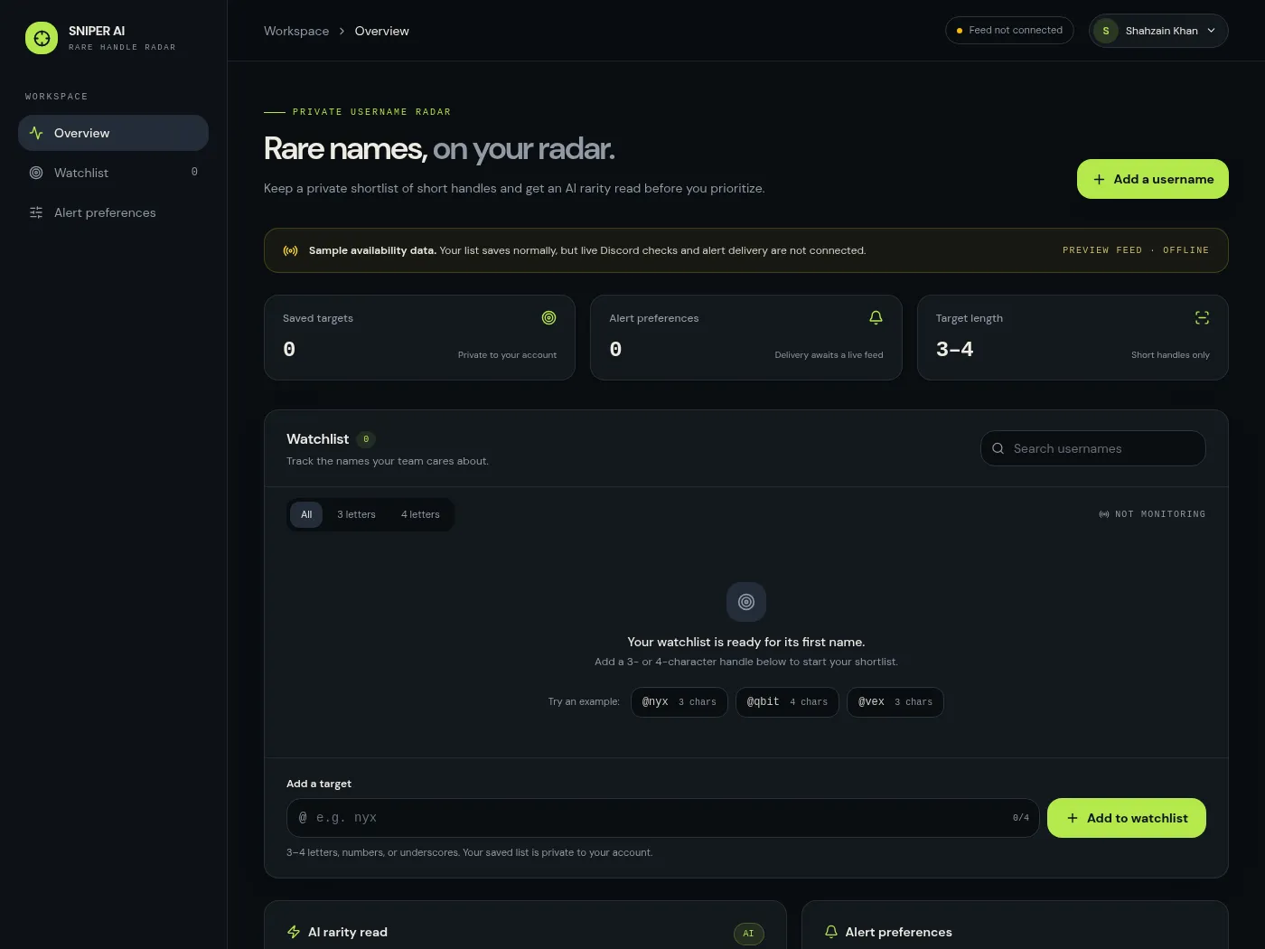 Username Sniper AI