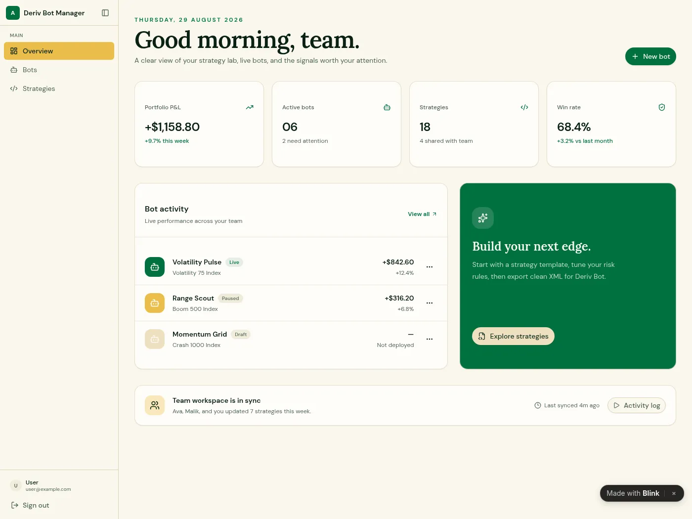 Deriv Bot Manager