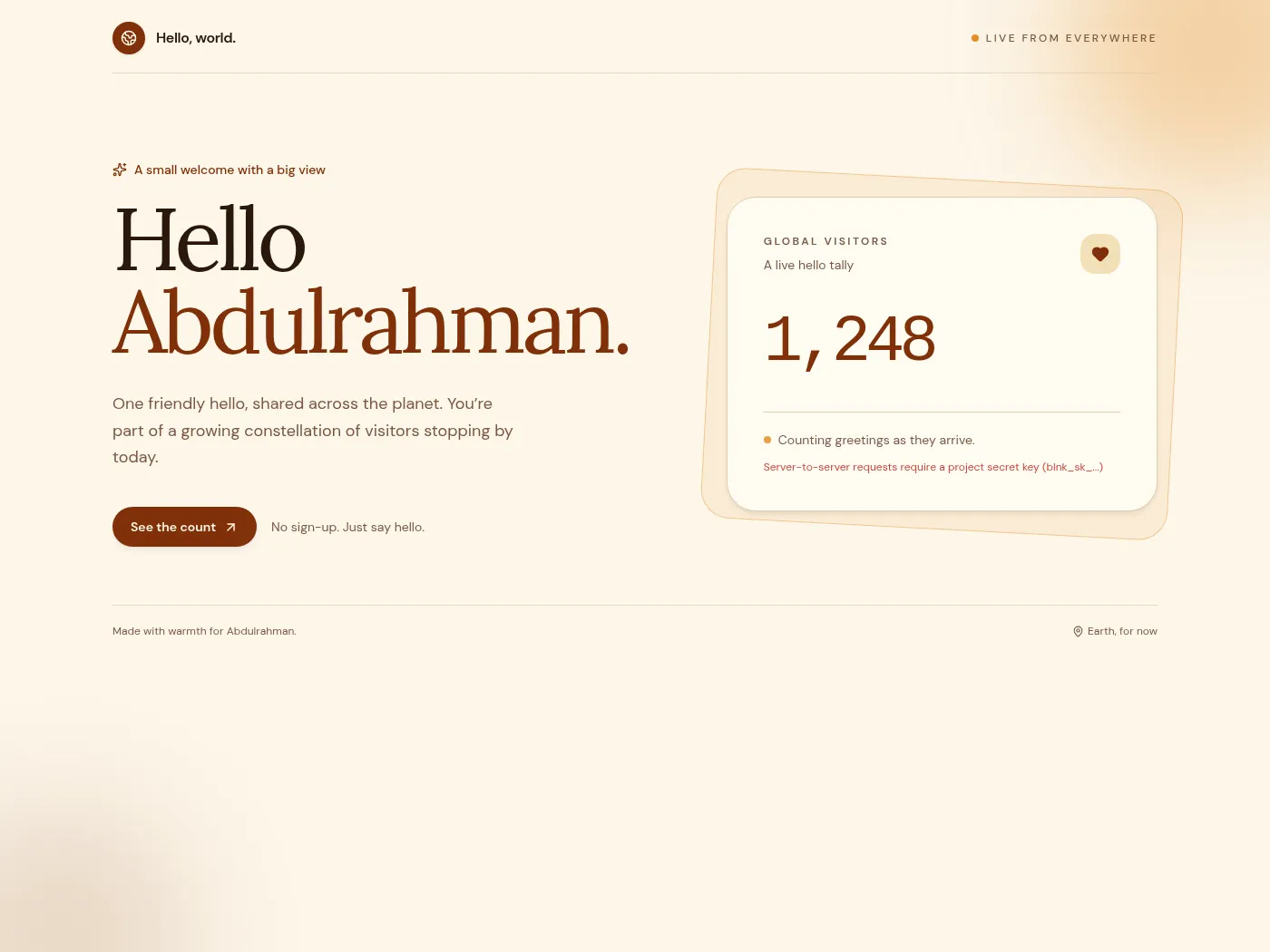 Hello Abdulrahman Counter