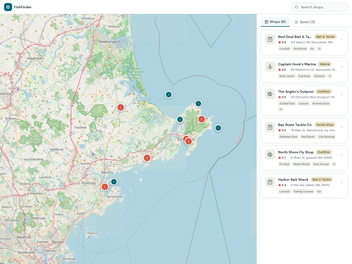 FishFinder Map & Shops