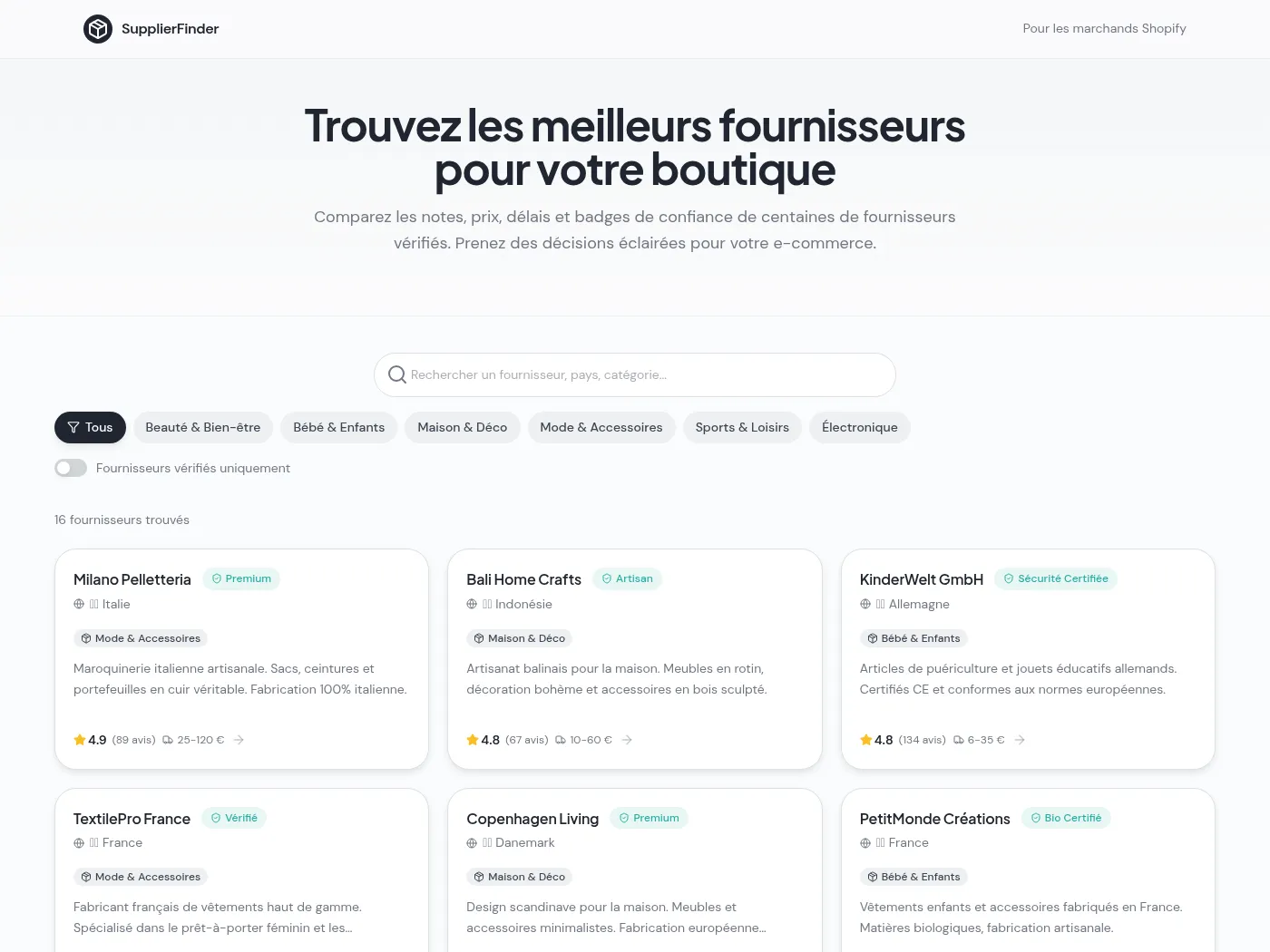 Shopify Supplier Finder