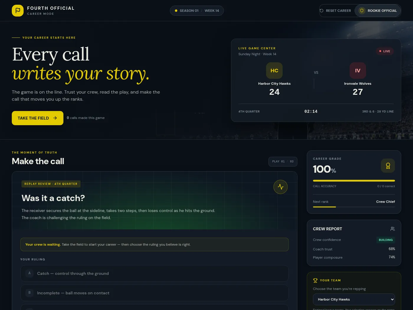 Referee Career Simulator