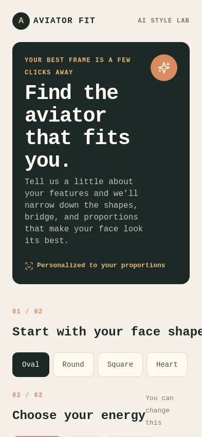 Aviator Fit Predictor