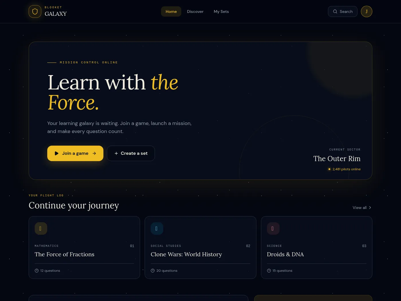 Star Wars Blooket Home