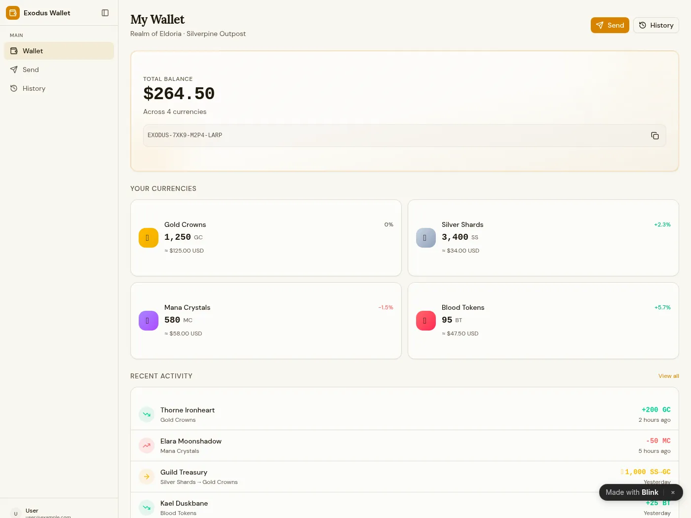 LARP Exodus Wallet