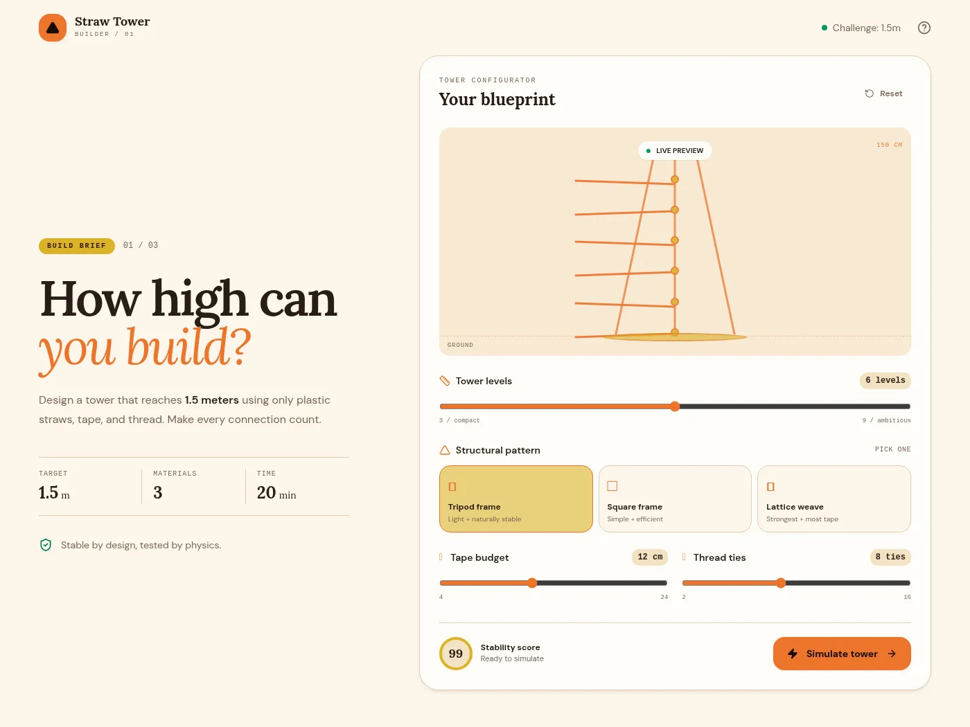 Straw Tower Builder