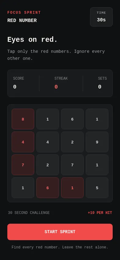 Red Number Sensi