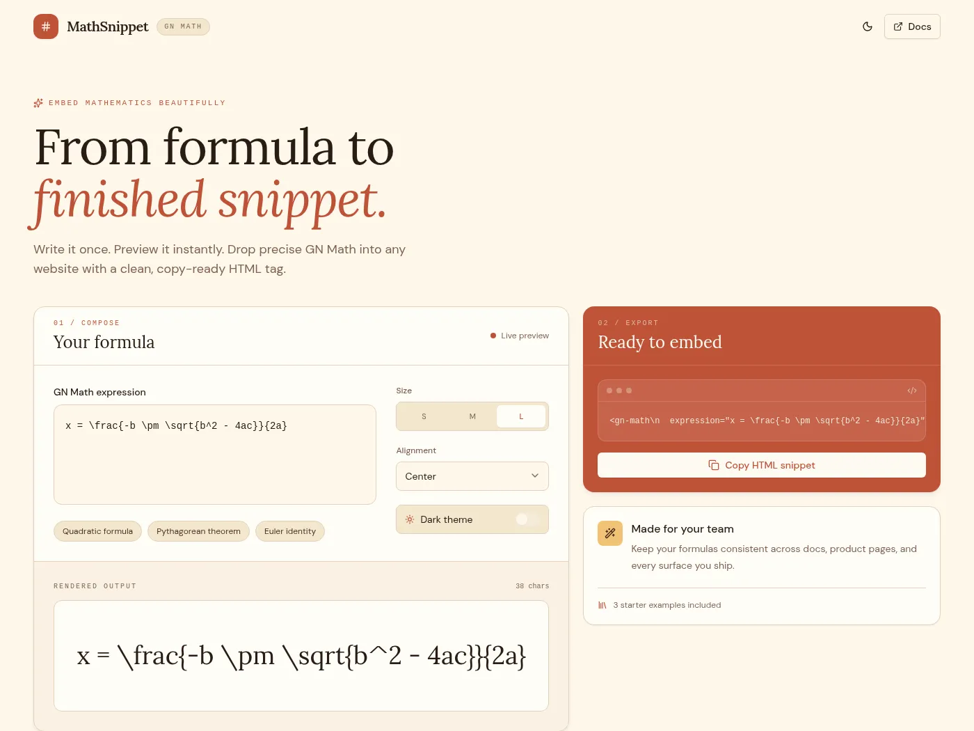 MathSnippet Generator