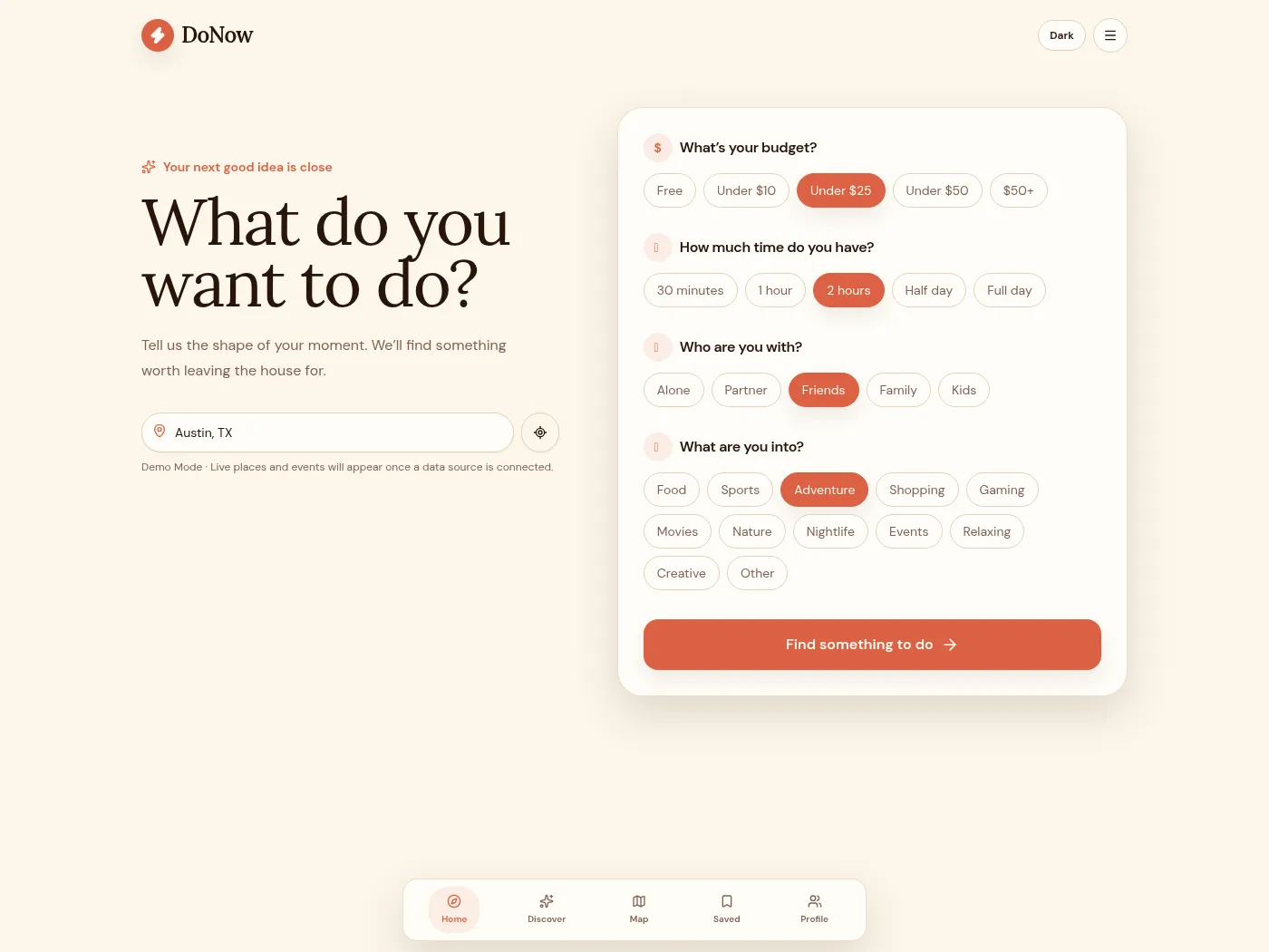 DoNow Activity Finder