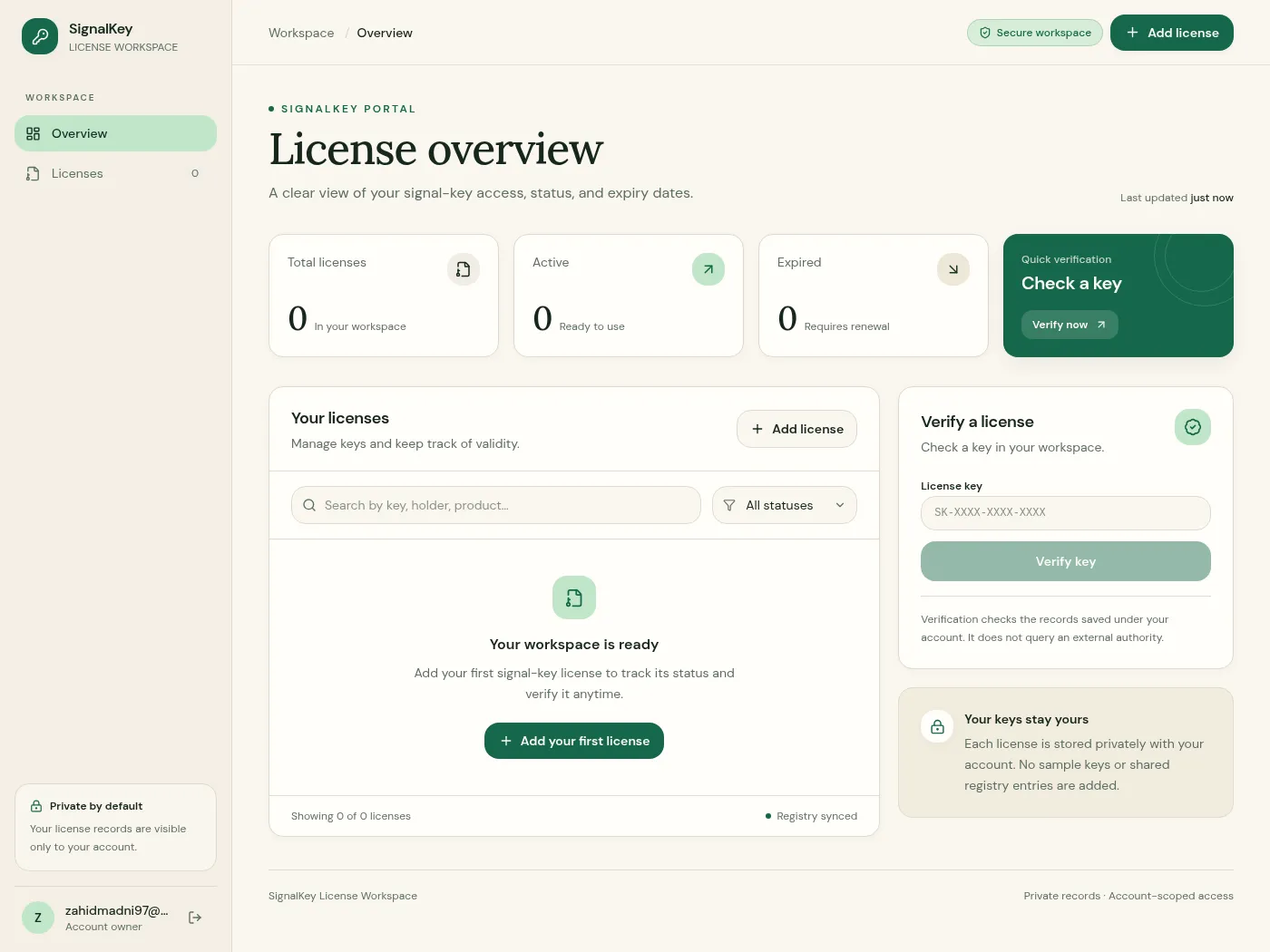 SignalKey License Portal