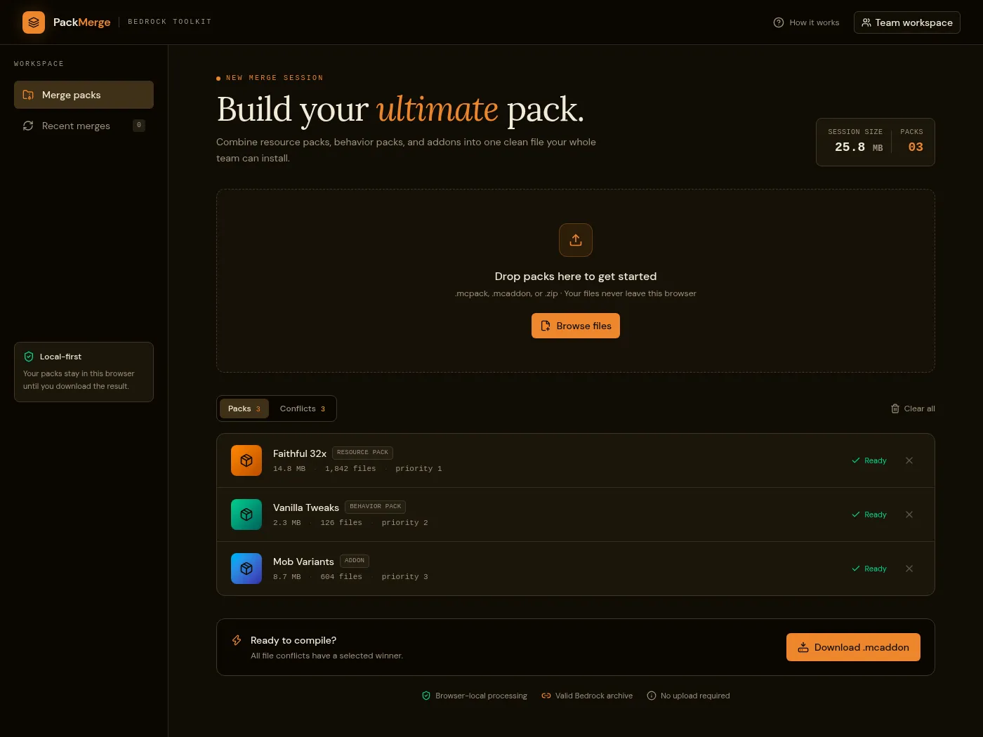 PackMerge Minecraft Tool