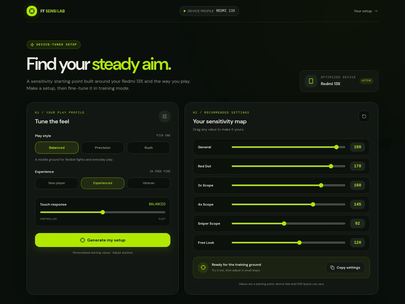 FF Sensitivity Optimizer