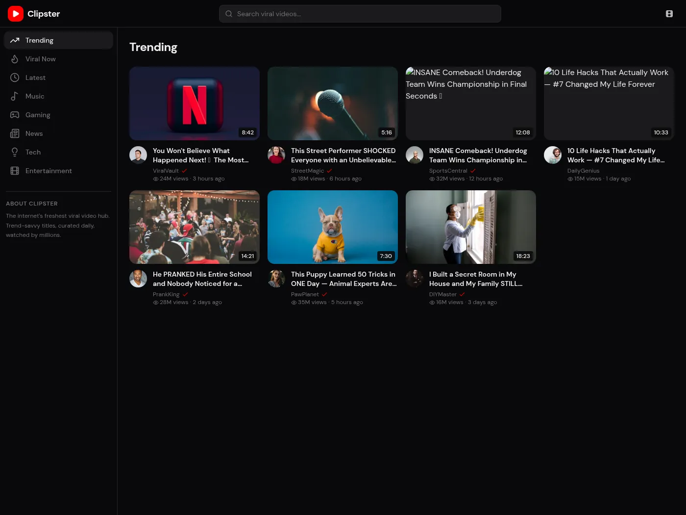 Clipster Viral Video Hub