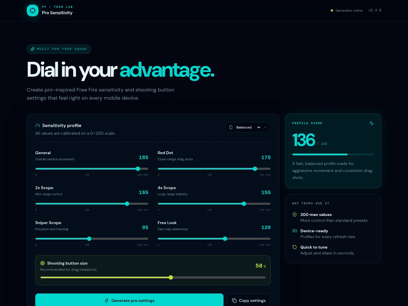 Pro Sensitivity Generator