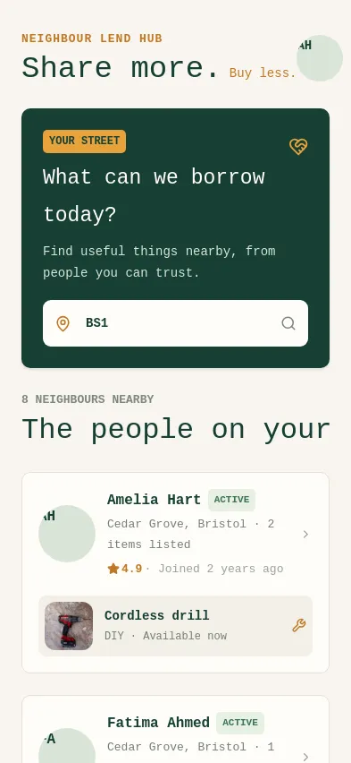 Neighbor Lend Hub