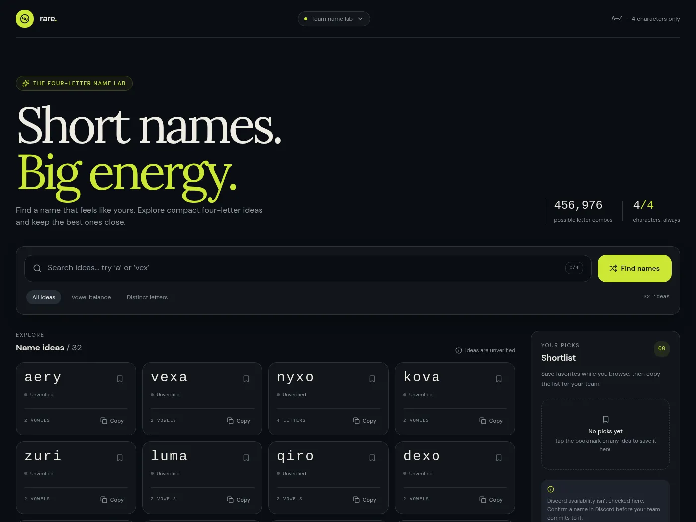 Rare Discord Name Finder