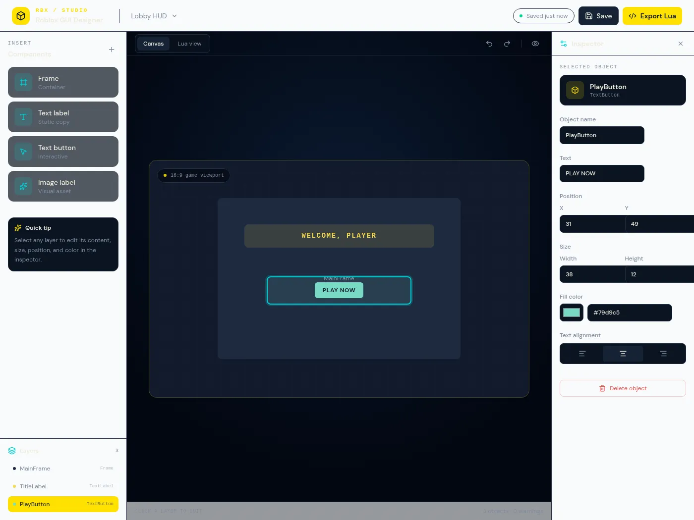 Roblox GUI Designer