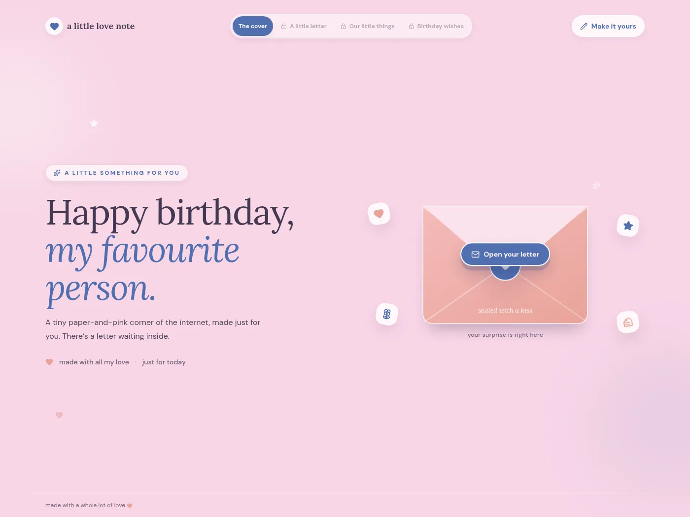 Birthday Love Letter Site