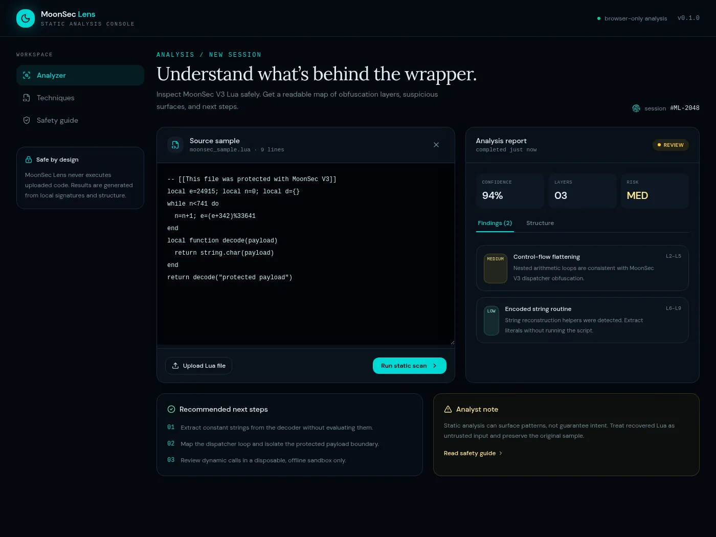 MoonSec Decryptor Dashboard