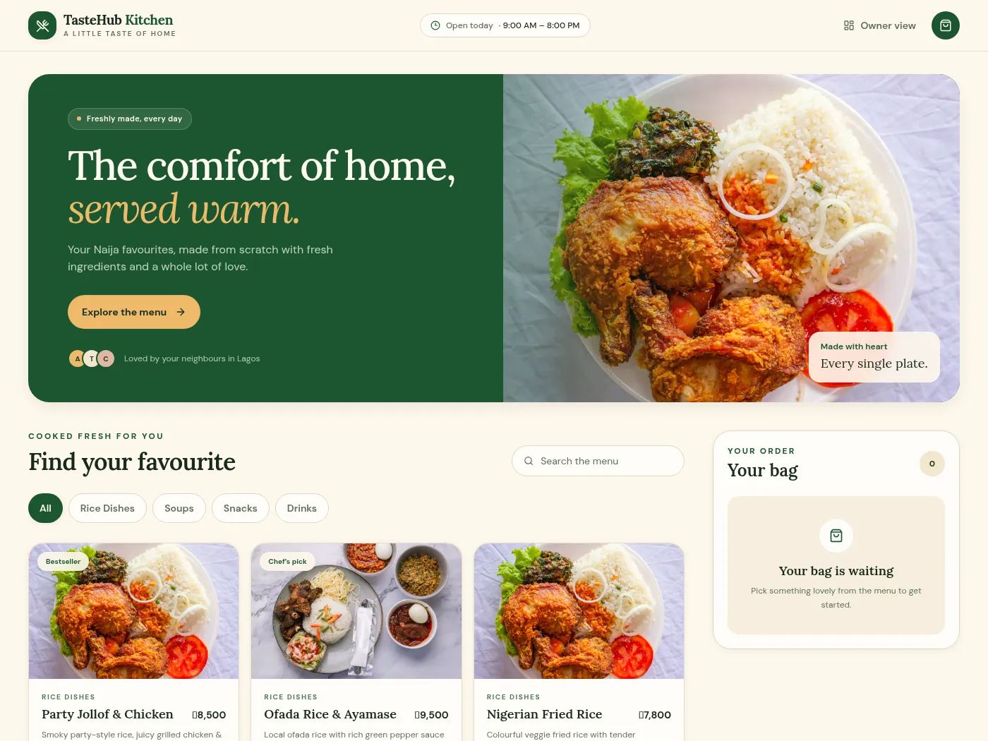 TasteHub Kitchen Online Ordering