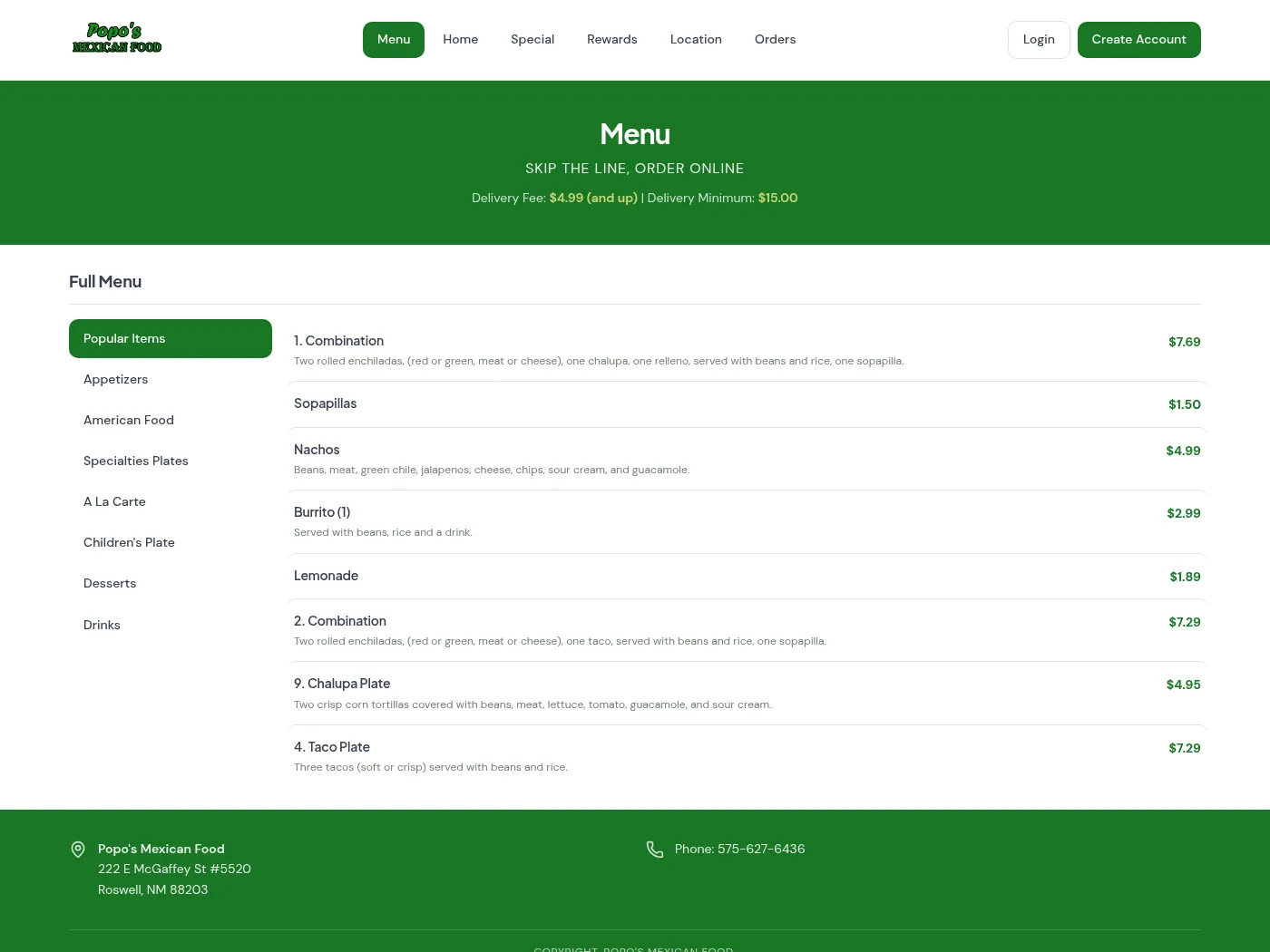 MenuStar Web Clone