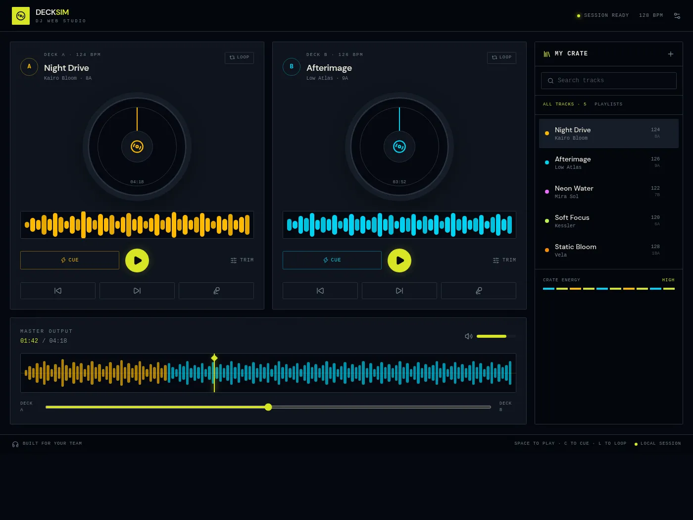 DeckSim DJ Web Studio