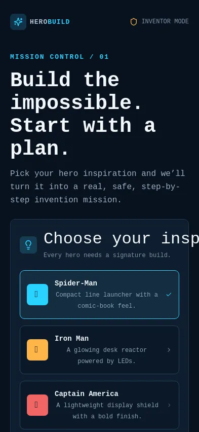 HeroBuild Tutorial App