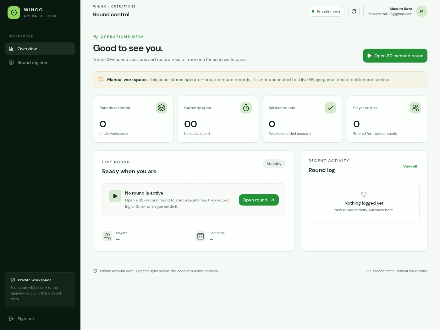Wingo Round Admin Panel