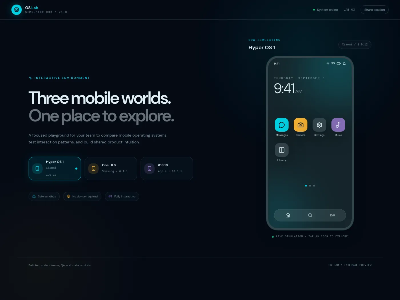 Mobile OS Simulator Hub