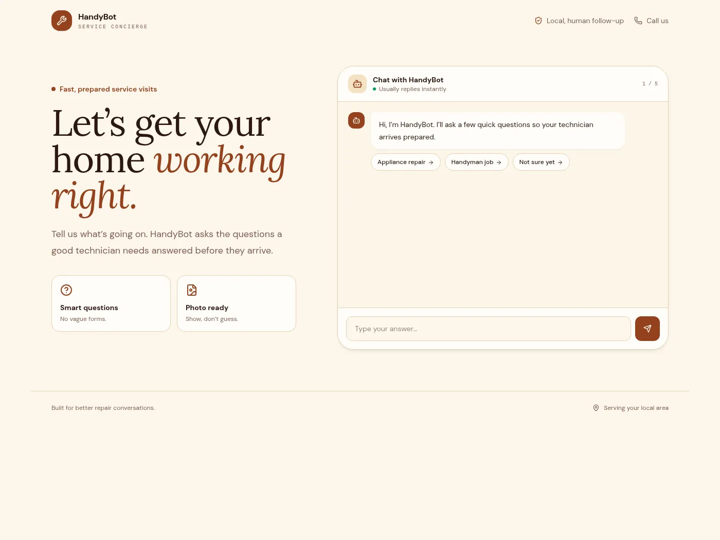 HandyBot Chat Assistant