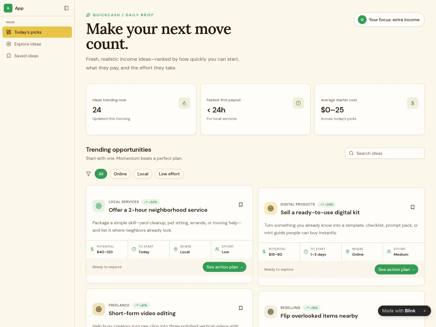QuickCash Idea Hub