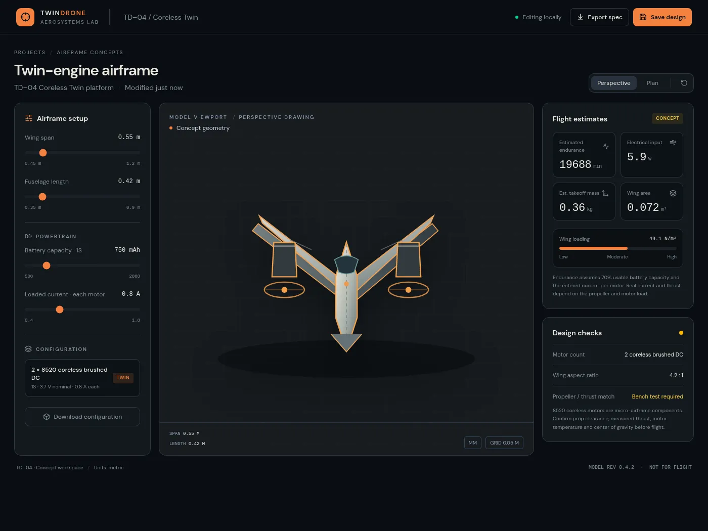 TwinDrone Designer