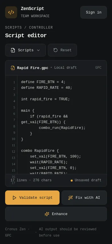 ZenScript Editor Mobile