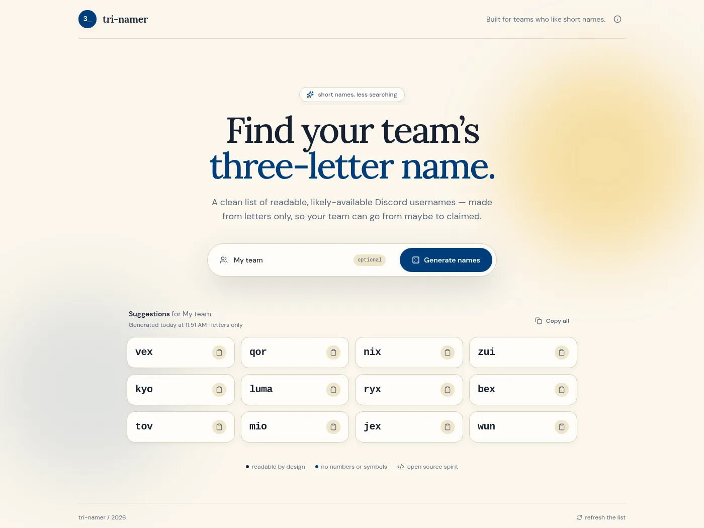 Tri-Namer