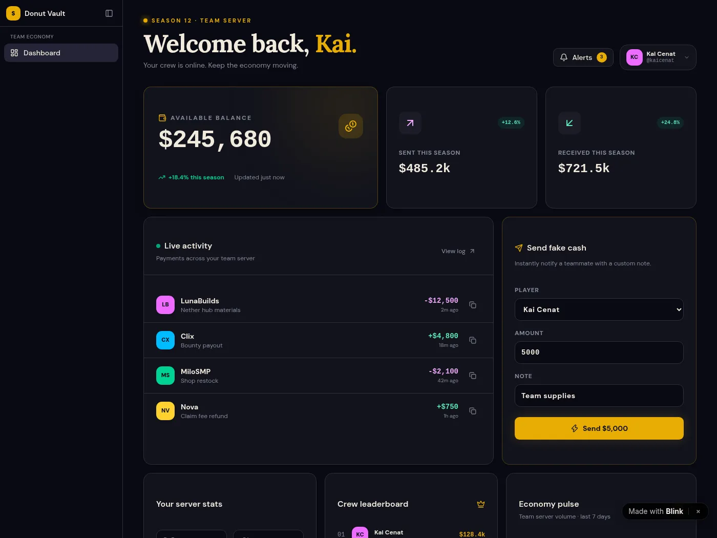 Donut SMP Fake Cash UI
