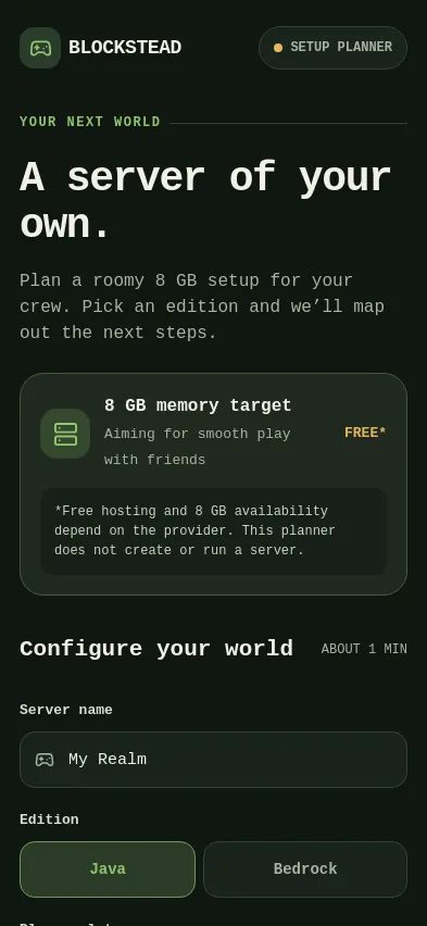 Free 8GB Minecraft Server