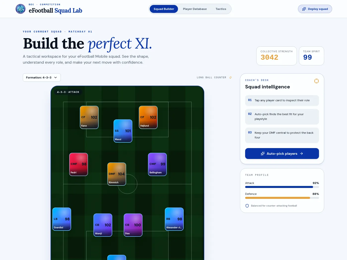 eFootball Squad Builder