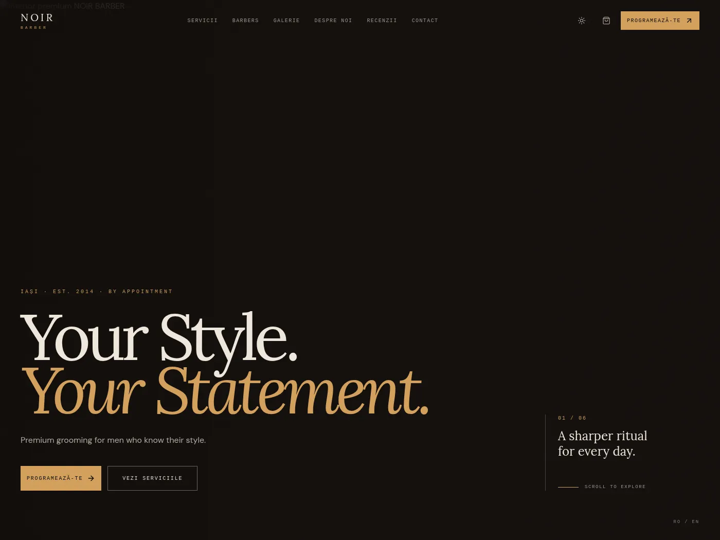NOIR Barber Premium Website