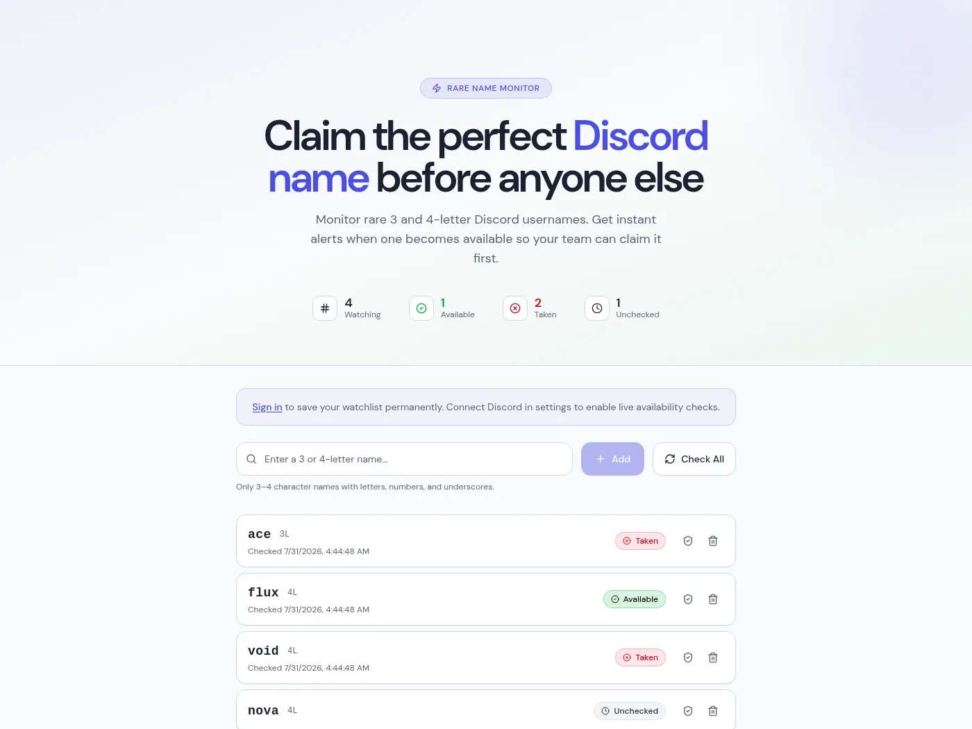 Discord Name Hunter