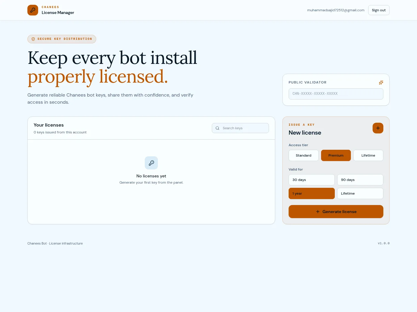 Chanees Bot License Manager