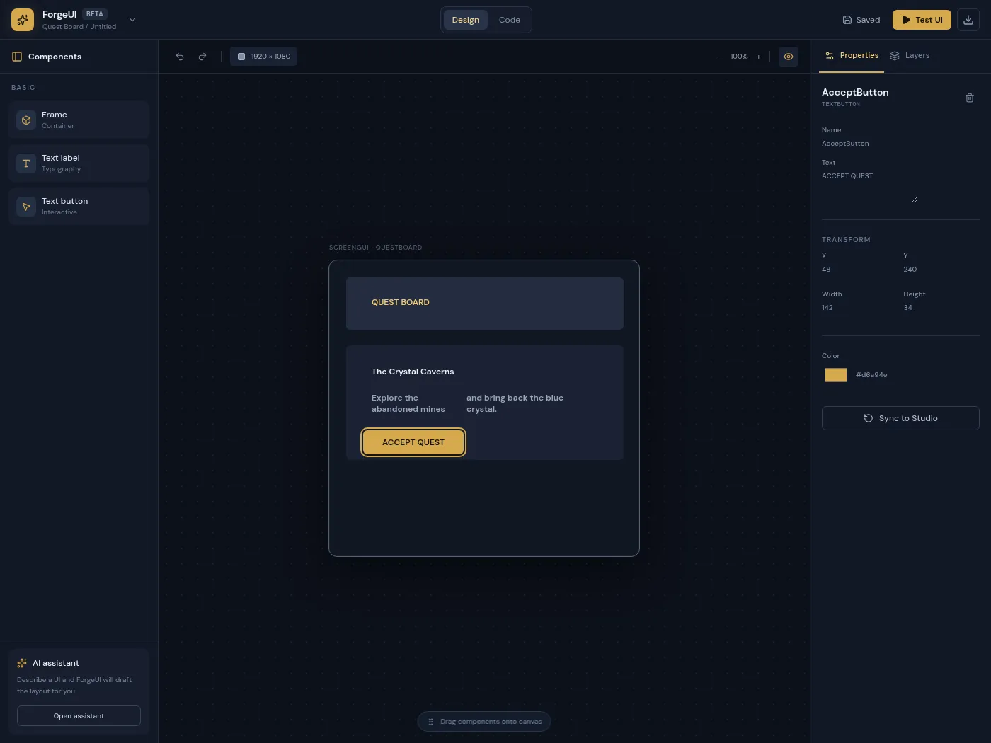 Roblox GUI Builder