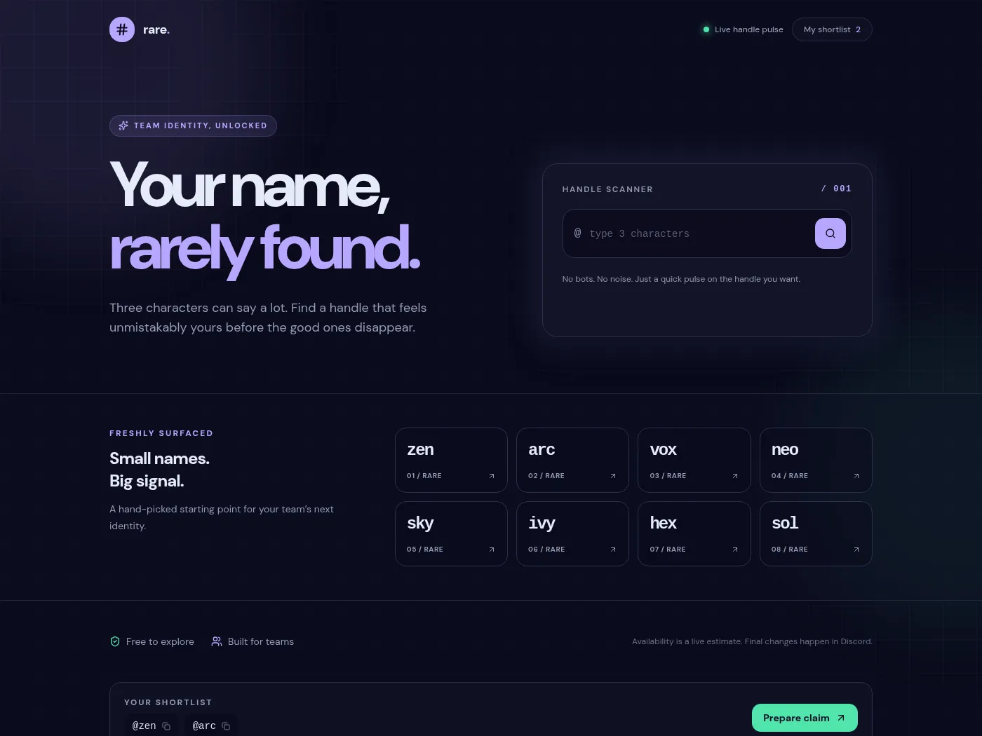 Rare Discord Handle Finder